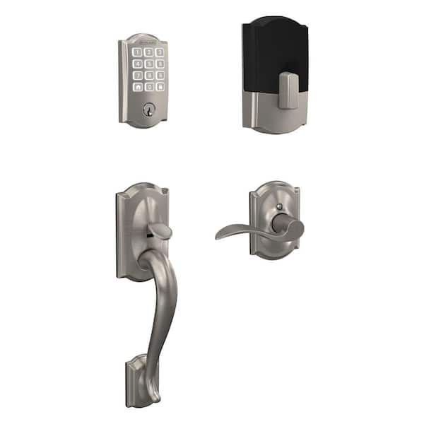 Schlage Camelot Satin Nickel Arrive Smart WiFi Deadbolt and Lower Half ...