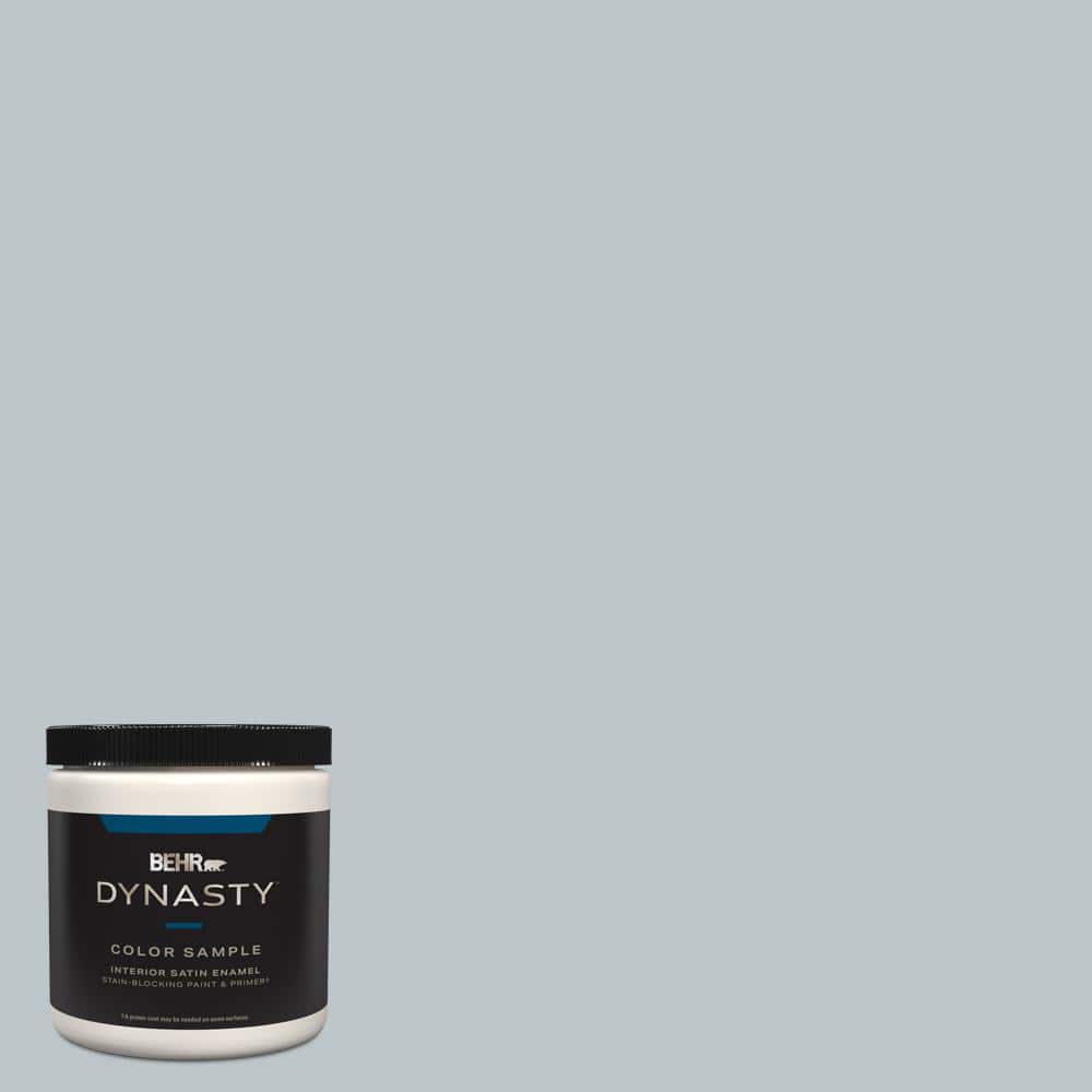 BEHR DYNASTY 8 oz. #N490-2 Icicles Satin Enamel Stain-Blocking Interior ...