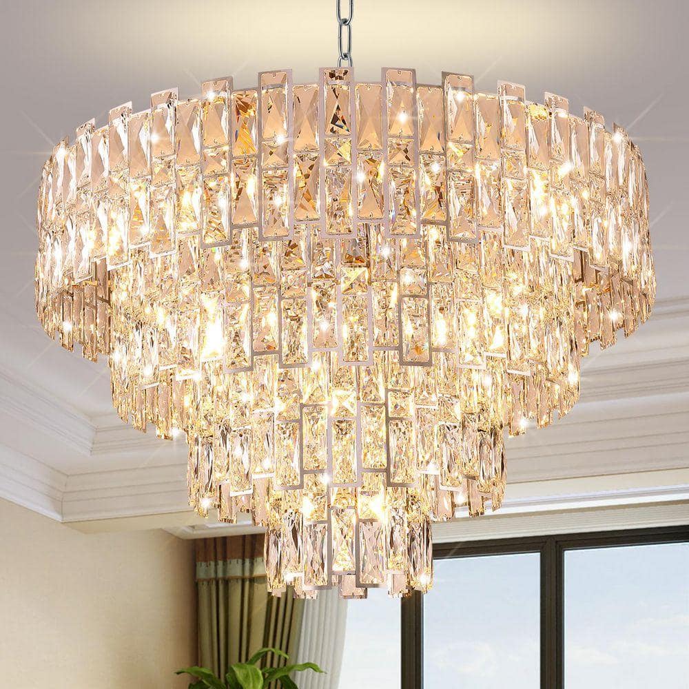 Jushua 21-Light Gold Luxury Crystal Chandelier with Premium K9 Crystals ...