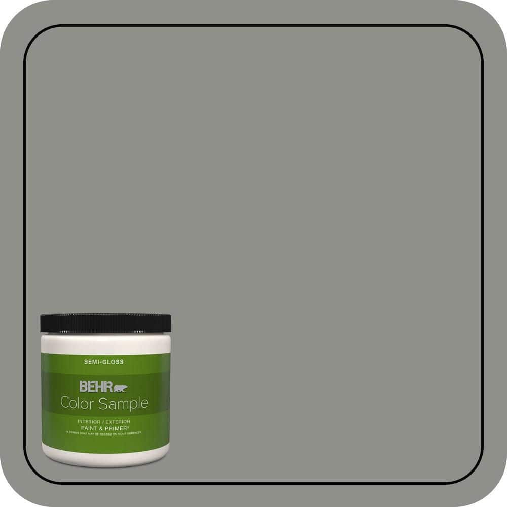 BEHR PREMIUM PLUS 8 oz. #PPU24-20 Letter Gray Semi-Gloss Interior ...