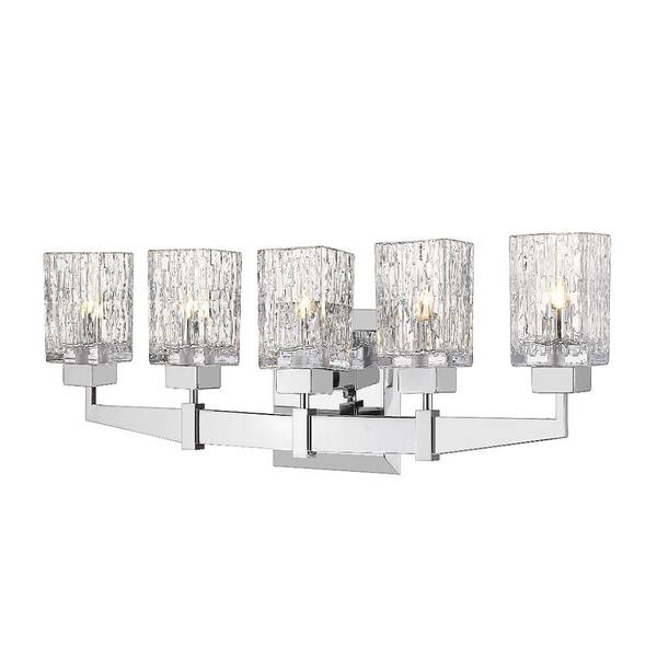 Rubicon 36 in. 5-Light LED Chrome Vanity Light with Clear Glass 1927-5V ...