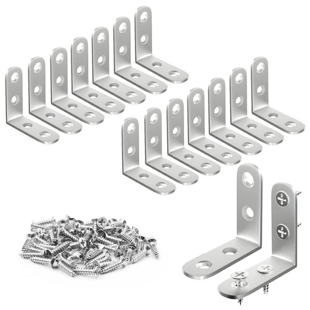 NVNOO 1.57 in. x 1.57 in. White L Bracket Stainless Steel Corner ...