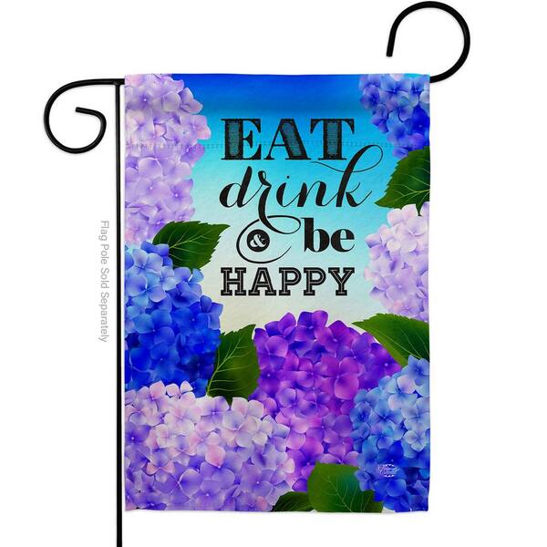 Ornament Collection 13 in. x 18.5 in. Eat Drink Happy Garden Flag ...