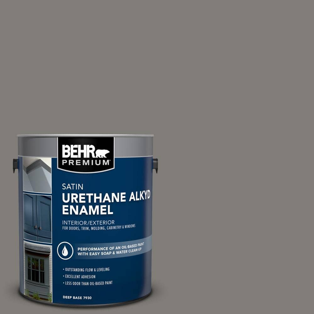 BEHR PREMIUM 1 gal. #PPU24-21 Greyhound Urethane Alkyd Satin Enamel ...