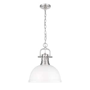 Golden Lighting Duncan 100-Watt 1-Light Pewter Pendant Light with Steel ...