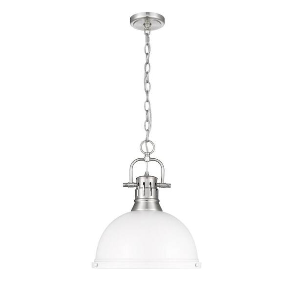 Golden Lighting Duncan 100-Watt 1-Light Pewter Pendant Light with Steel ...