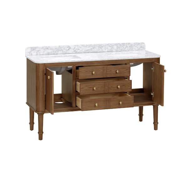 Home Decorators Collection Collette 60 in. Double Sink Cinnamon Oak ...
