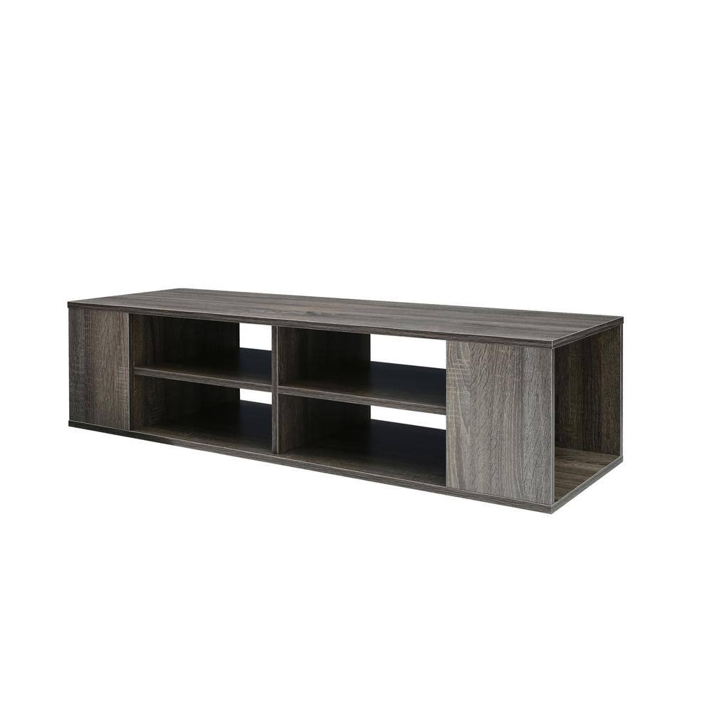 Tatahance Wall Mounted Walnut Media Console with Adjustable Shelf ...