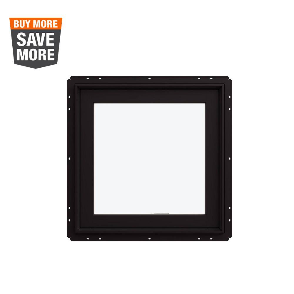 JELD-WEN 24 in. x 24 in. W-5500 Right-Hand Casement Wood Clad Window ...