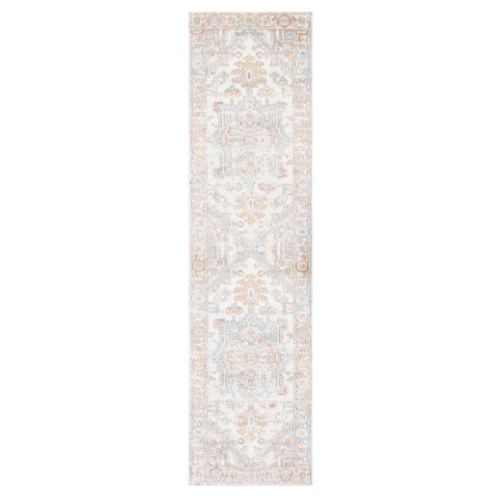 SAFAVIEH Aria 2 ft. x 8 ft. Beige/Gray Garden Medallion Runner Rug ...