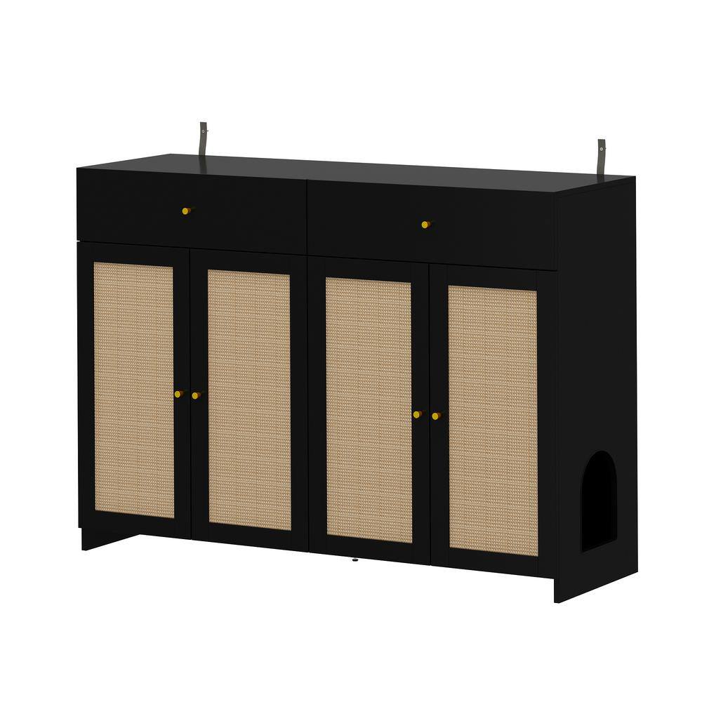 Fufuandgaga Hidden Litter Boxes With 2 Drawers Modern Large Cat Pens