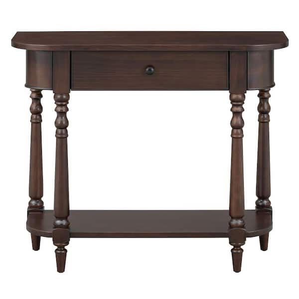 CSC DECOR INC 36 in. Espresso Rectangle Solid Wood Narrow Console Table ...