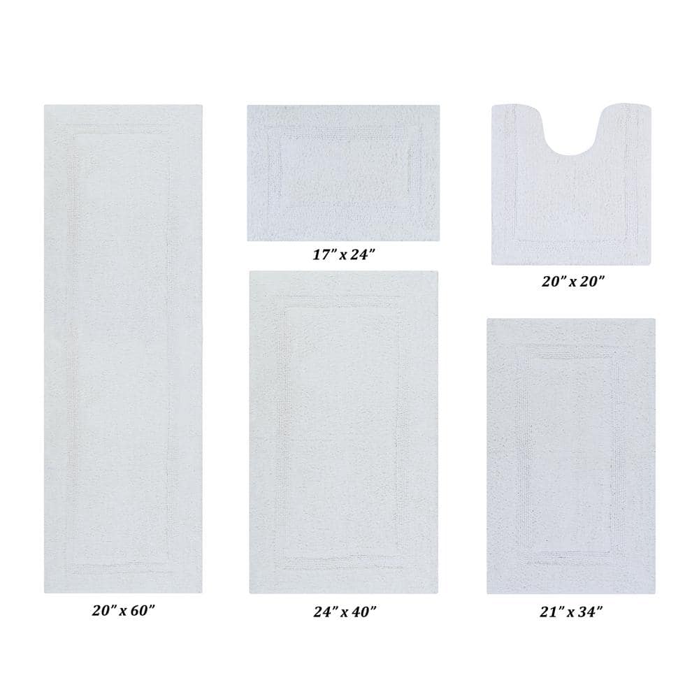 Better Trends Lux Collection White 100% Cotton 5-Piece Bath Rug Set ...