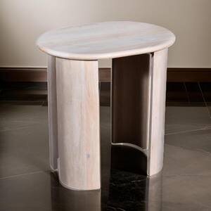 Benjara 20 in. White Round Wood End Table with Pedestal base BM318484 ...