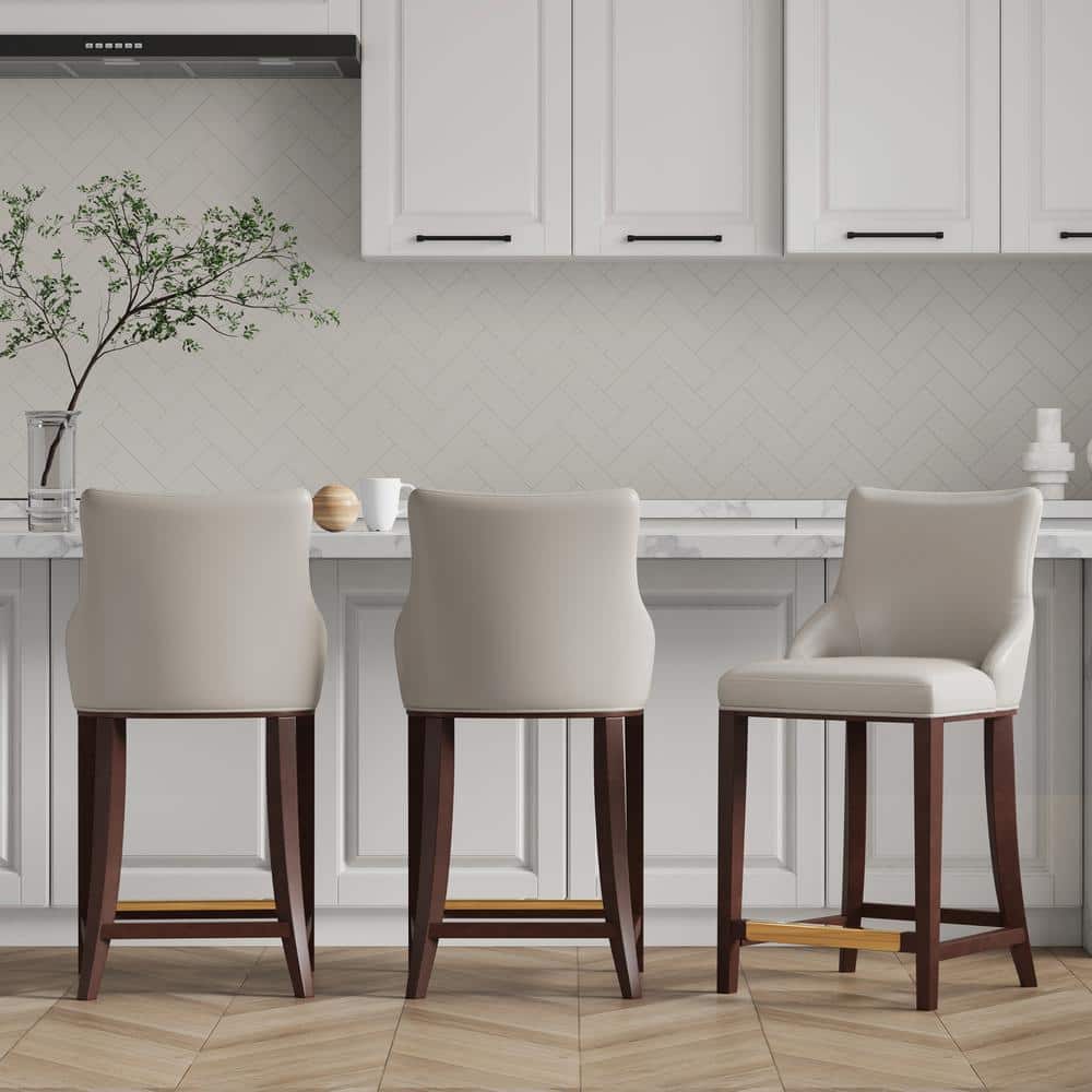 Manhattan Comfort Shubert 25.98 in. Light Grey Beech Wood Counter Stool ...