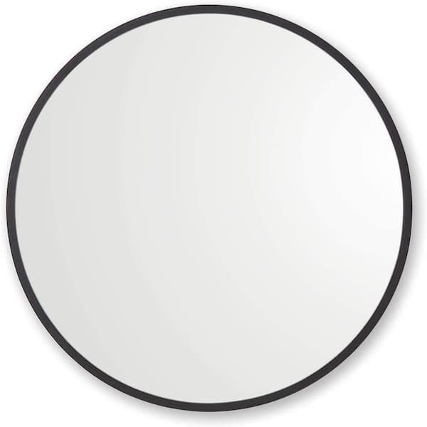 32 in. W x 32 in. H Round Framed Wall Bathroom Vanity Mirror in Matte ...