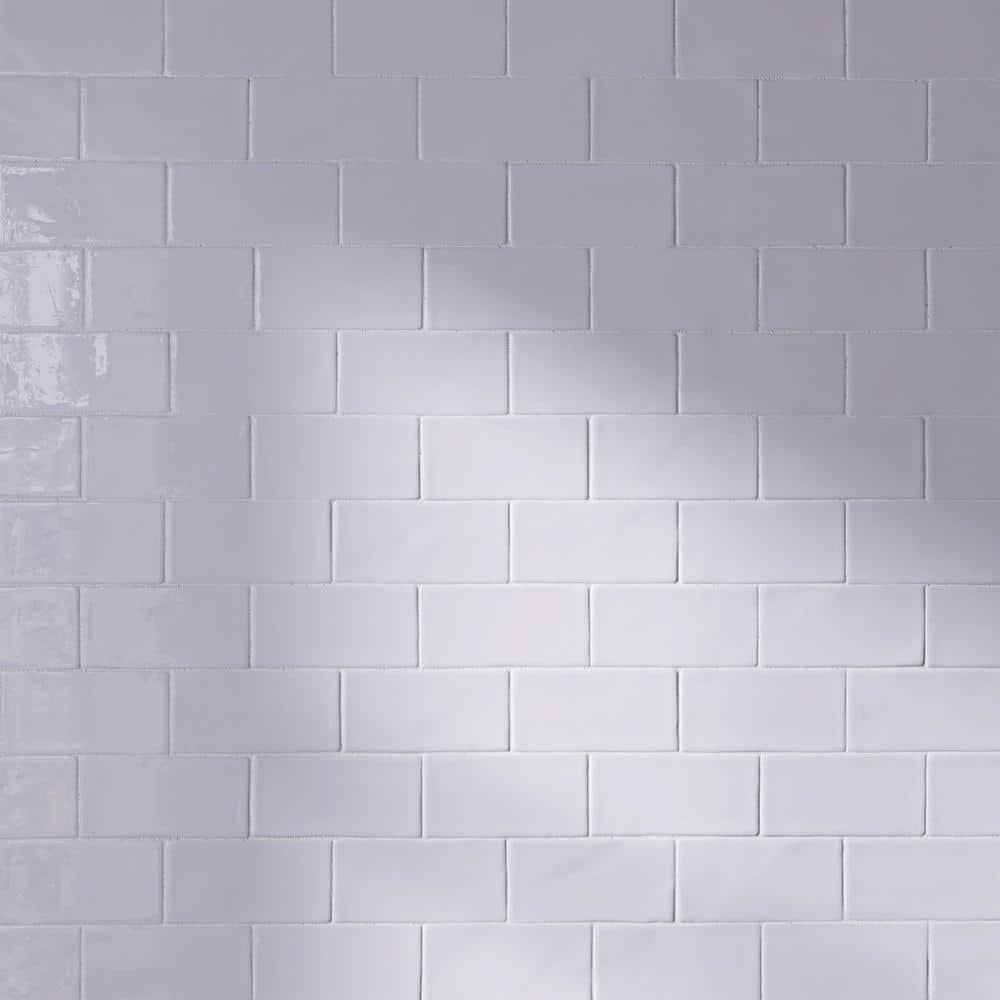 MOLOVO New Country White 5.9 in. x 2.95 in. Polished Ceramic Tile ...