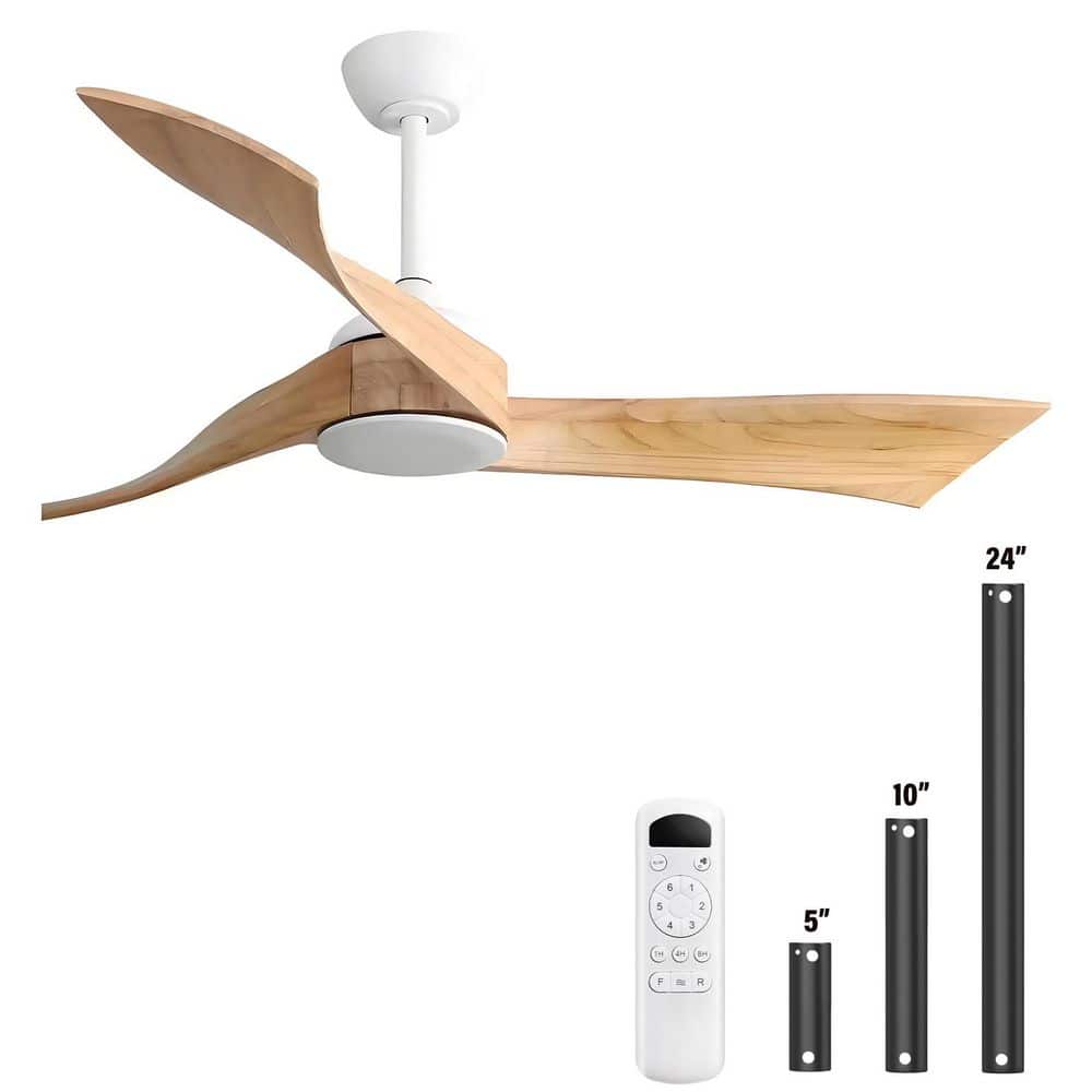 CACI Mall 52 in. Indoor/Outdoor White Ceiling Fan without Light for Bedroom or Living Room MR ...