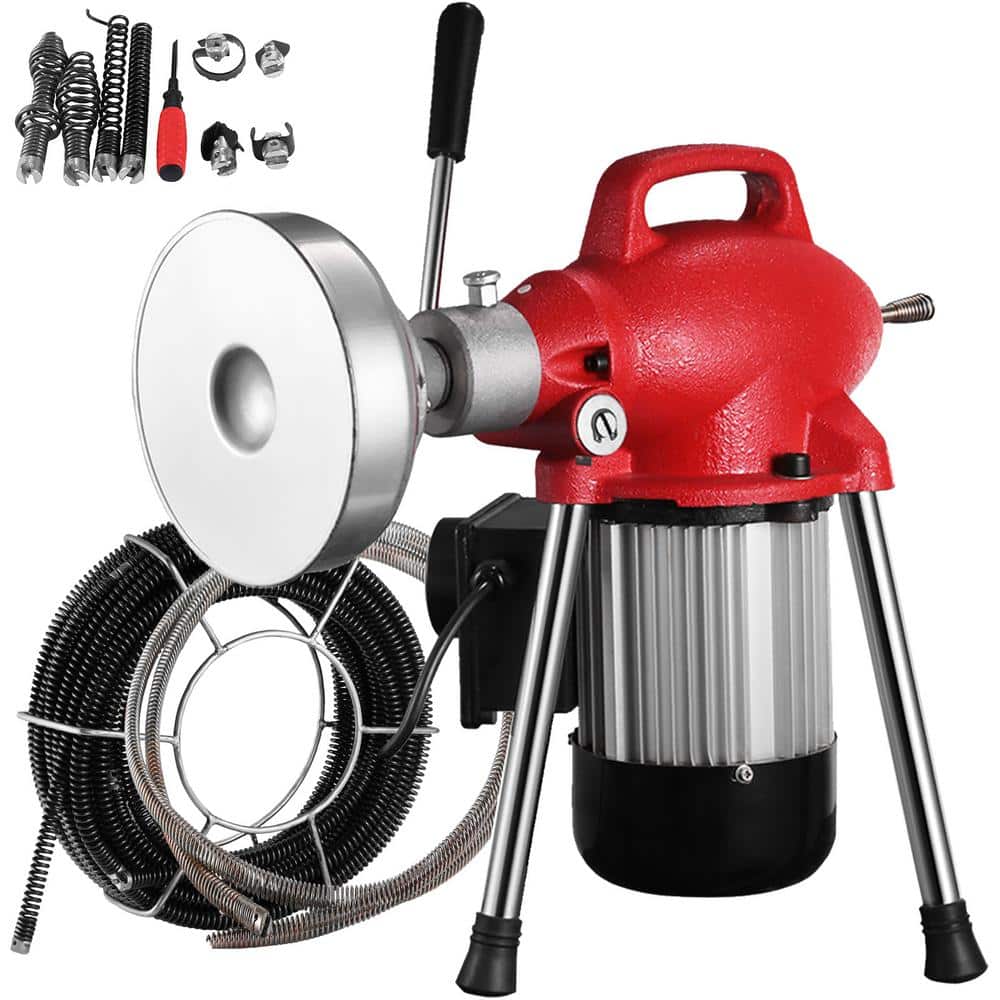 SKYSHALO Sewer Machine 500-Watt Electric Drain Auger Autofeed with 75 ...