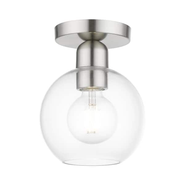 AVIANCE LIGHTING Westridge 6.5 in. 1-Light Brushed Nickel Semi-Flush ...