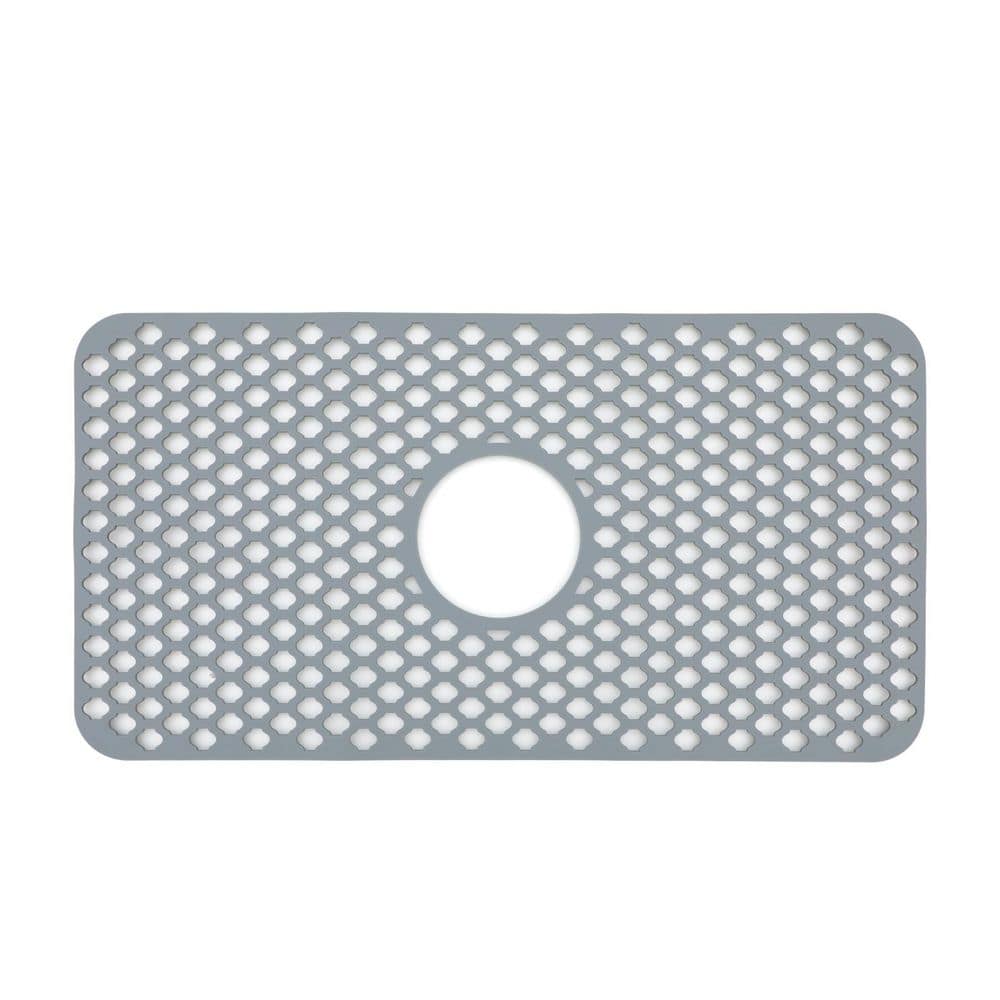 Logmey 25 in. Gray Foldable Silicone Sink Drying Mat Non-Slip Heat ...