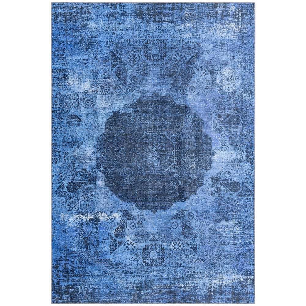 Unique Loom Yara Nayer Overdyed Blue 6 ft. 1 in. x 9 ft. Area Rug ...