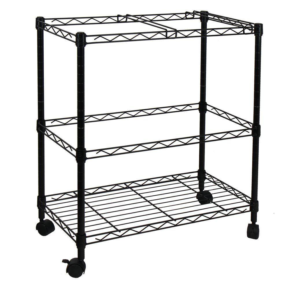 Karl home 2-Tier Carbon Steel 4-Wheeled File Cart in Black 951627120322 ...