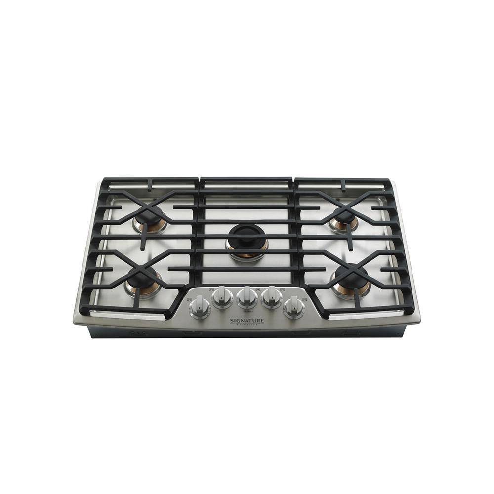 Signature Kitchen Suite 36 in. Gas Cooktop in Stainless Steel with 5 ...
