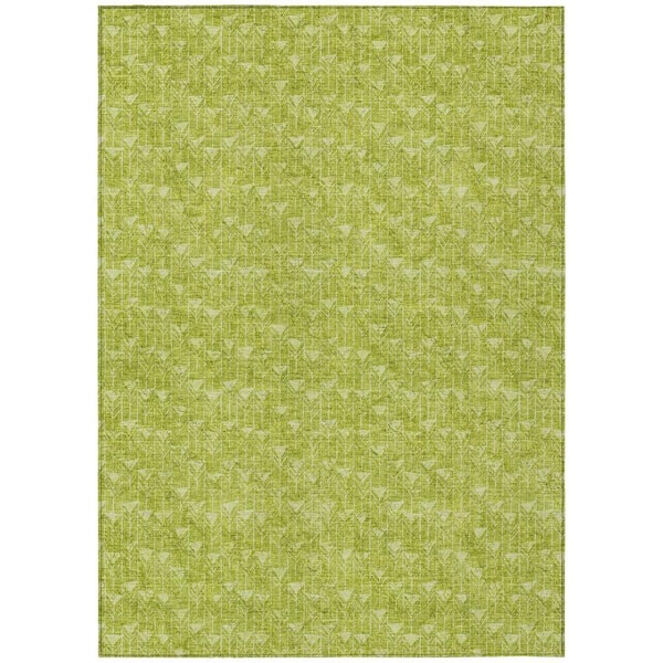 HomeRoots Moss Green 3 ft. x 4 ft. Geometric Indoor / Outdoor Area Rug ...
