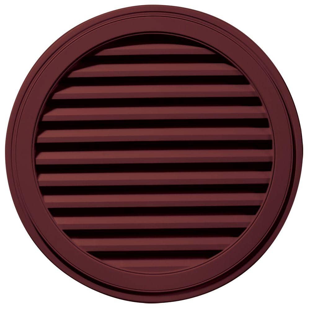 Builders Edge 36 in. x 36 in. Round Red Plastic Built-in Screen Gable ...