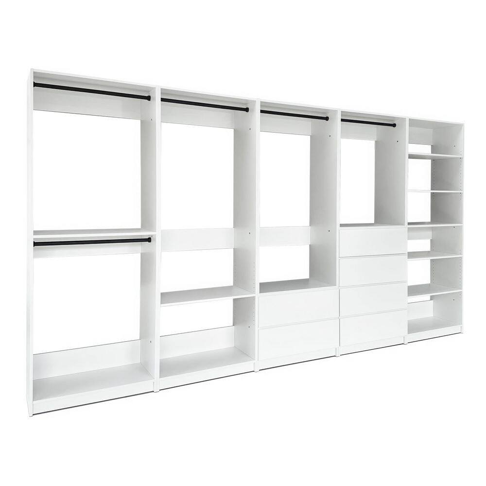 Klair Living Prosper 160 in. W White Tower System Freestanding-Shelf ...