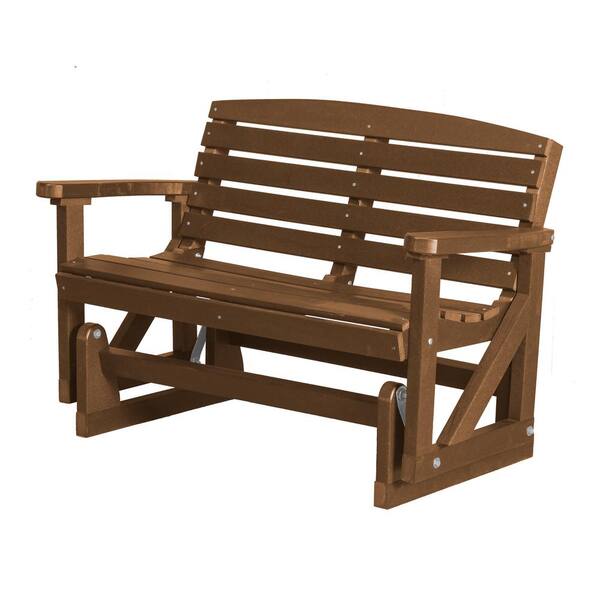 WILDRIDGE Classic 2-Person Tudor Brown Plastic Outdoor Glider LCC-209 ...