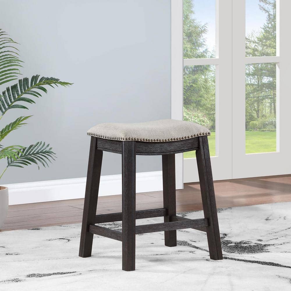 Coaster Elliston 24.25 in. Dark Grey and Beige Backless Wood Counter ...