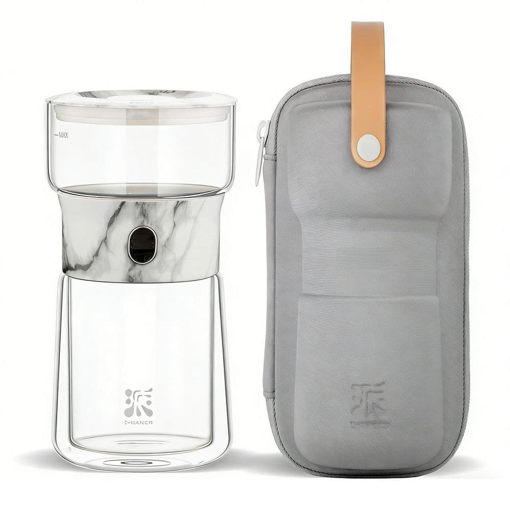 Numhew 1-Cup Gray Glass Tea Pot for Loose Tea Diffusers with Insulated ...