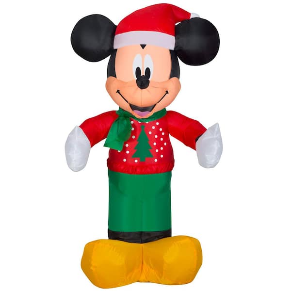 Disney 3.5 ft. Pre-lit Inflatable Airblown Mickey in Christmas Sweater ...