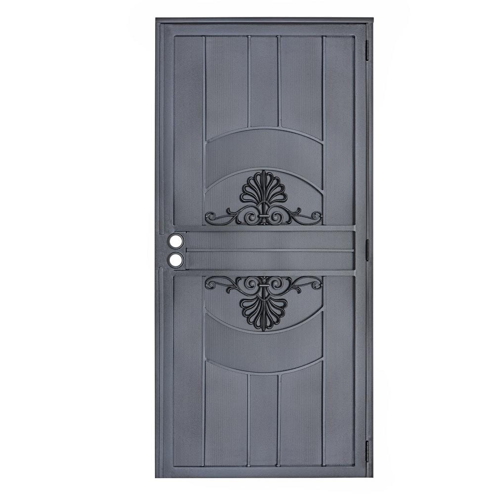 US Door and Fence 36 in. x 80 in. Empress Black Steel Surface Mount ...