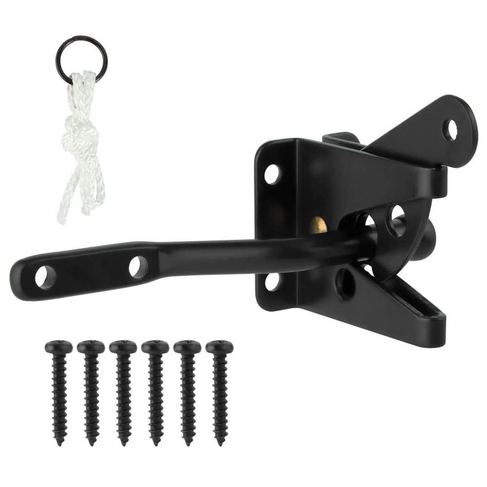 Self-Closing Gravity Gate Latch Heavy Duty Black Powder Coat Steel for ...