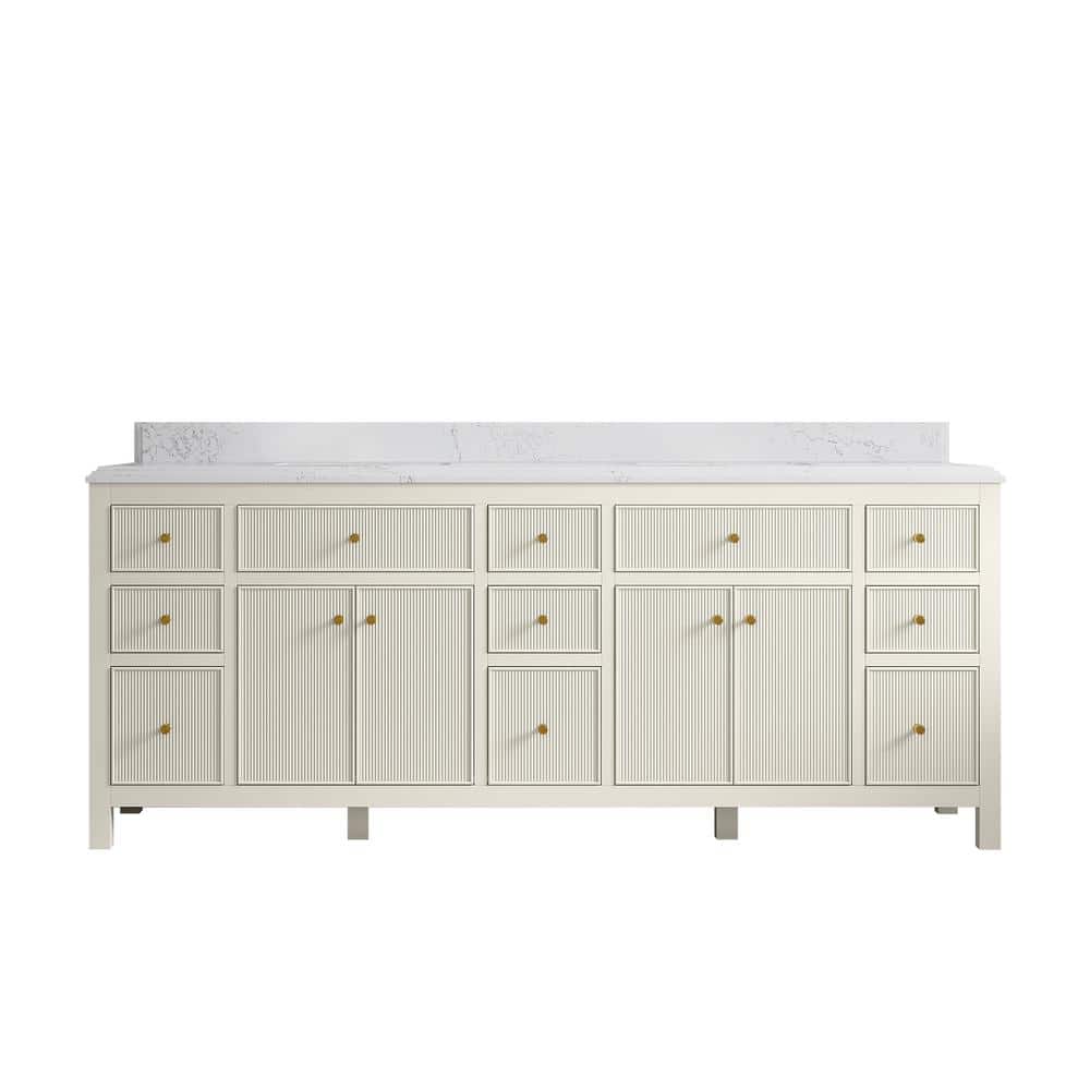 Willow Collections Sonoma 84 in. Double Sink Freestanding Alabaster ...