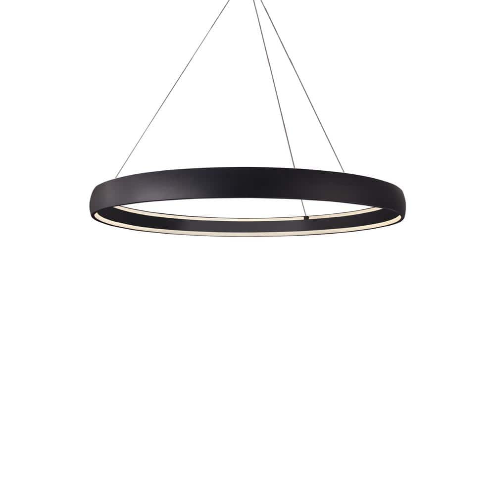 KUZCO Halo 53 in. 118-Watt 1-Light Black Integrated LED Pendant-Light ...