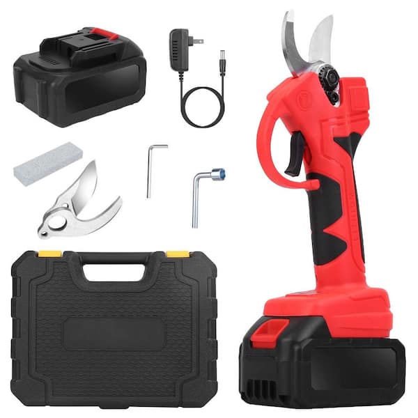 ITOPFOX 2.76 in. 21 Volt Cordless Electric Pruning Shears with 2 Rechargeable Batteries 1 Replacement Blade and Storage Box H2SA11 3OT065