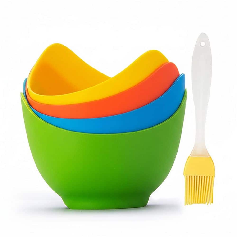 4 Pack Silicone Egg Poacher Cups Nonstick BPA Free Candy Color with ...