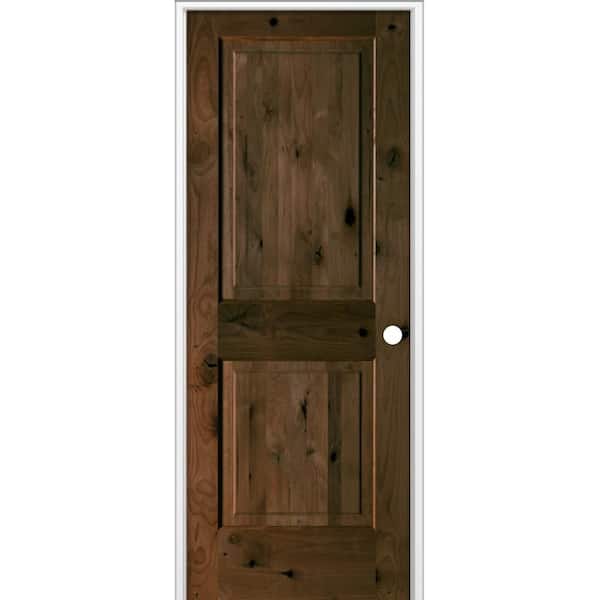 Reviews for null 24 in. x 80 in. Rustic Knotty Alder 2-Panel Square Top ...
