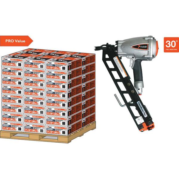 Paslode 3 in. x 0.131-Gauge 30 -Degree Brite Smooth Paper-Taped Framing Nails with PMPlus Nailer ...