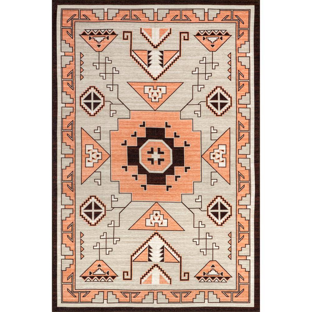 nuLOOM Calliope Bohemian Machine Washable Gray 5 ft. x 8 ft. Area Rug ...