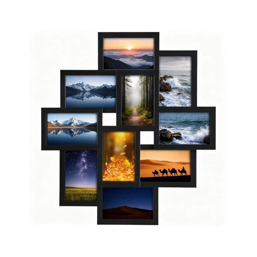 (2 Pack) 10 Opening 4 in. x 6 in. Black Plastic Multiple Collage Frame ...