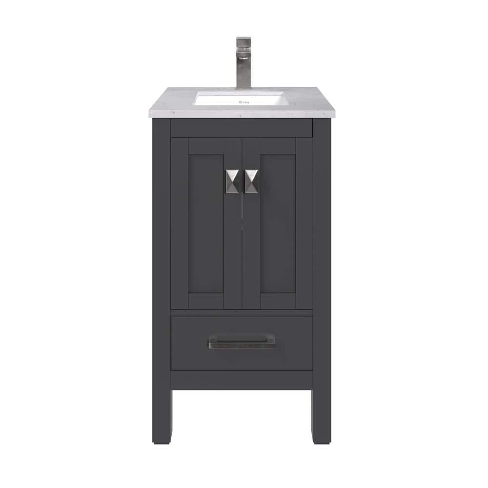 Eviva London 20 in. W x 18 in. D Espresso Single Sink Bathroom Vanity ...