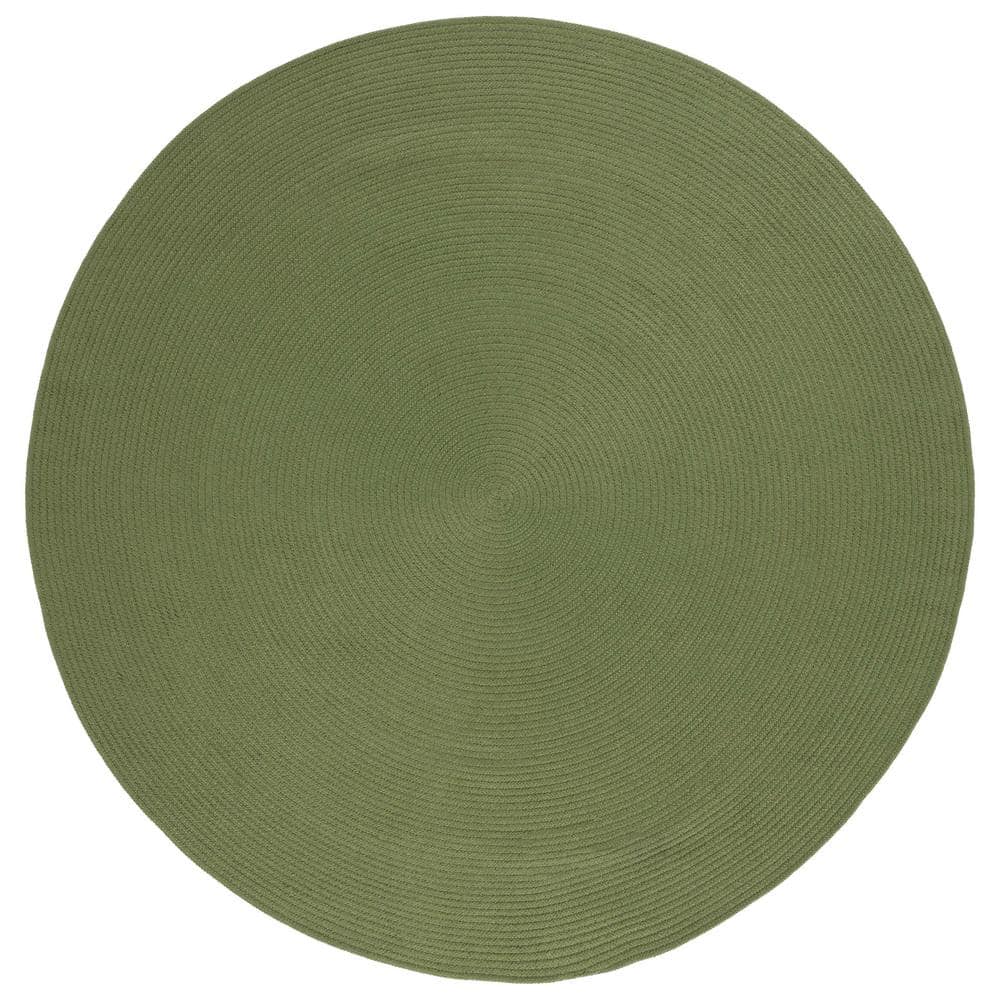 SAFAVIEH Braided Olive Green 7 ft. x 7 ft. Abstract Round Area Rug ...