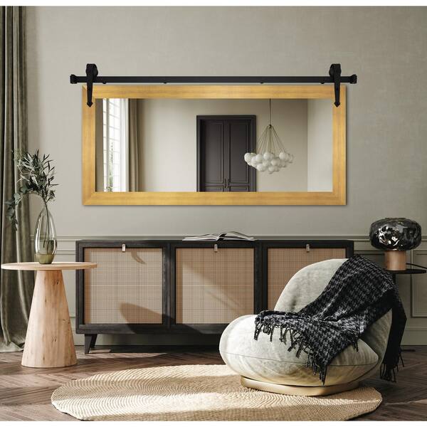 Rayne Mirrors (64 in. W x 33 in. H) Matte Gold Modern Rustic Mirror ...