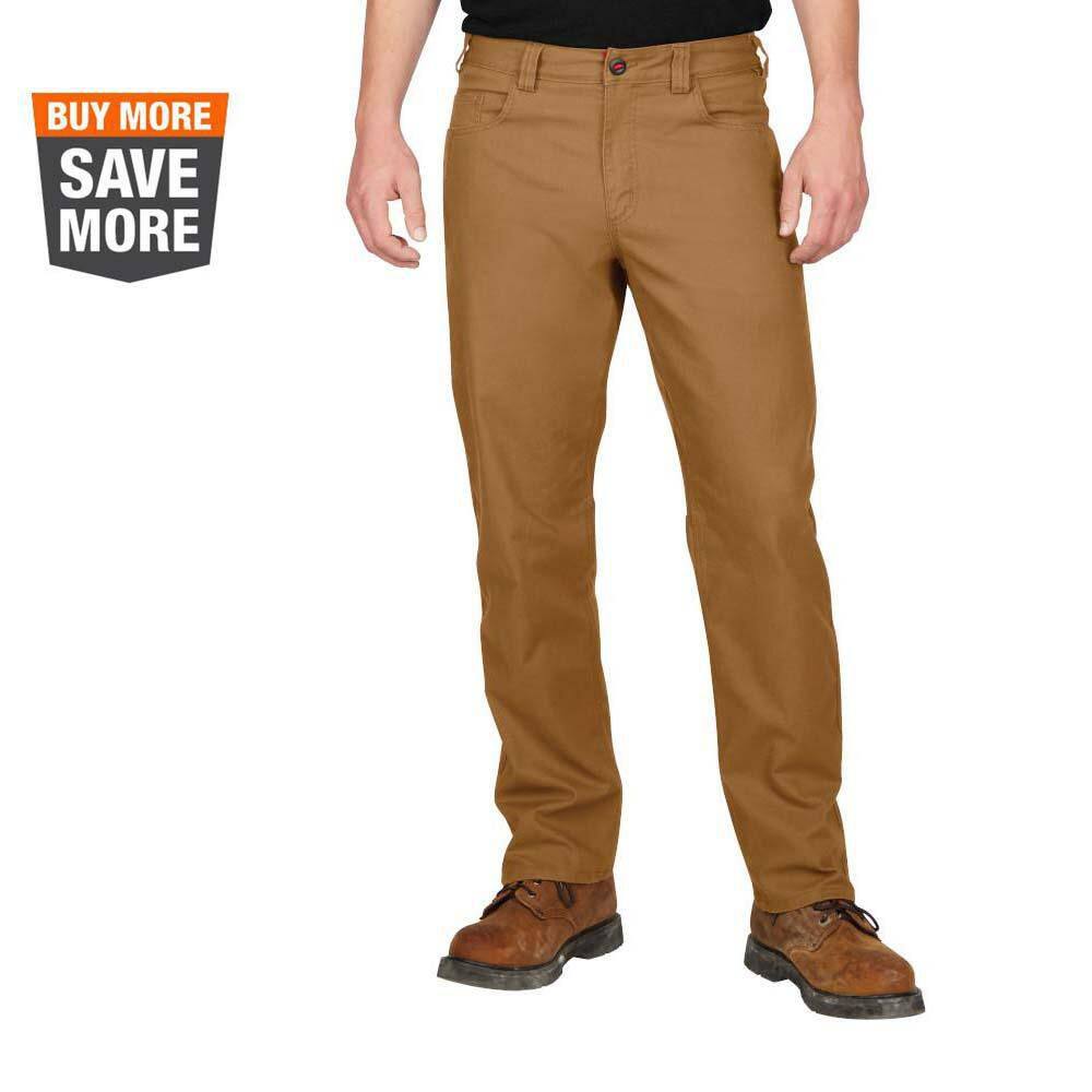 Milwaukee Men's 40 in. x 32 in. Khaki Cotton/Polyester/Spandex Flex ...