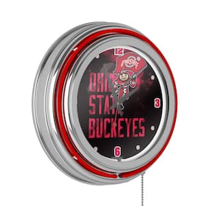 The Ohio State University Red Logo Black Lighted Analog Neon Clock ...